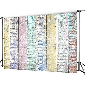 LYWYGG 7x5ft Colorful Rustic Wood Fence Wall Texture Easter Photography Backdrops Paint Child Baby Shower Birthday Party Background CP-146