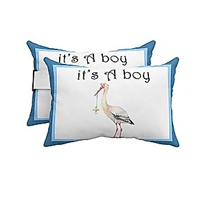 Recliner Head Pillow Ledge Loungers Chair Pillows with Insert White Stork Blue Frame Lumbar Pillow with Adjustable Strap Outdoor Waterproof Patio Pillows for Couch Beach Pool Office Chair, 2 PCS