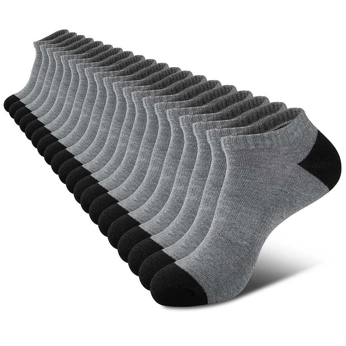 COOVAN 10 Pairs Mens Cushion Ankle Socks Men 10 Pack Low Cut Comfort Breathable Casual Socks