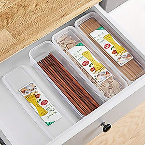 RAYNAG 2 Pack Pasta Containers Storage Spaghetti Noodles for Refrigerator/Pantry Airtight Spaghetti Keeper Box Clear Plastic Rectangular Pasta Horizontal Storage Canister