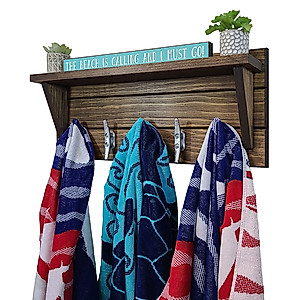 Wildwood Rustic Wall Mounted Boat Cleat Coat Rack with Shelf - Entryway Shelf Perfect Touch for Your Entryway, Kitchen, Bathroom and More