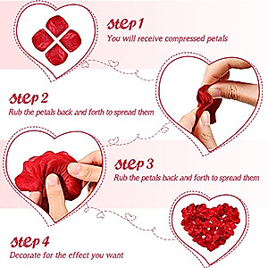 Valentine's Day 1000 Pieces Rose Flower Petals with 12 Pieces LED Love Candle Tealight Candles, 1 Piece USB Night Light for Valentine Day Proposal Wedding Birthday Party Decoration Table Centerpiece