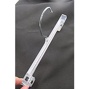 NAHANCO 6010 Plastic Skirt/Pant Hanger with Pinch Grips, Metal Swivel Hook, 10", Clear (Pack of 200)
