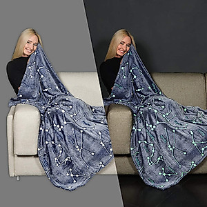 Kanguru Glow in The Dark Constellation Blanket, Christmas Thanksgiving Blanket Gifts for Birthday Kids Women Girls Boy Best Friend