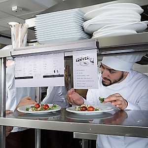 Henoyso 2 Pieces Restaurant Ticket Holder Receipt Holder Aluminum Order Rack Ticket Rack Silver Kitchen Slide Check Rack for Office Cafes Pubs (16 Inch)