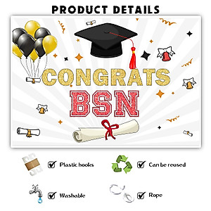 INNORU Congrats BSN Backdrop Banner, Nurse BSN RN Graduation Prom Photography Backdrop Durable Fabric Congrats Grad Banner Medical Nursing School Graduation Party Decorations Photo Booth Props 6x4ft