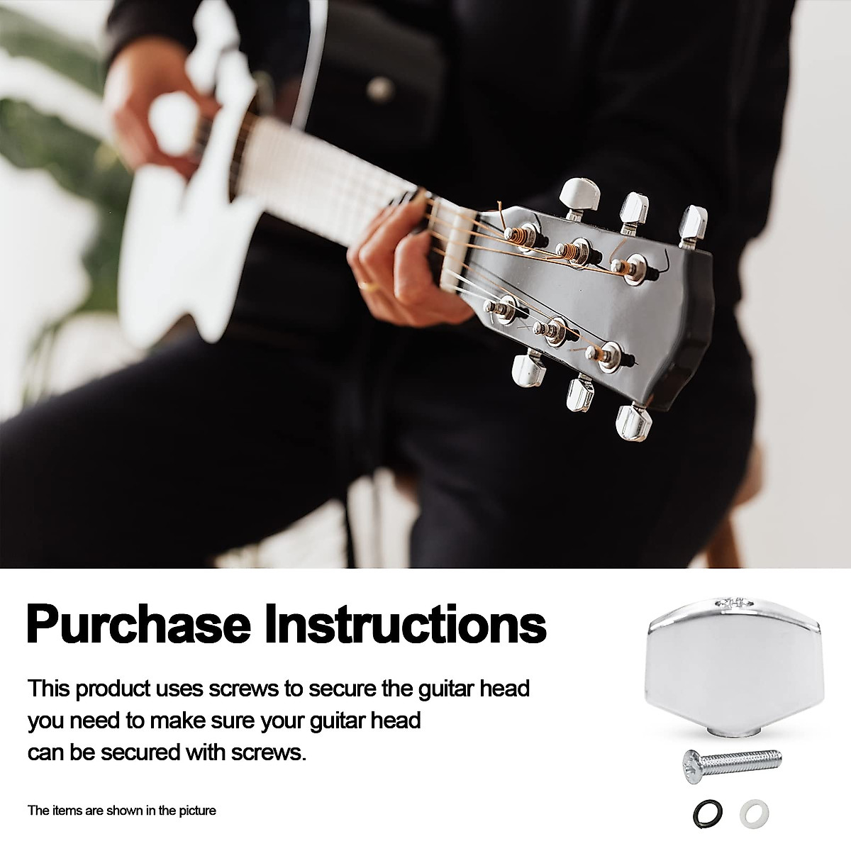 MAXCHEER 6PCS Metal Big Square Shape Acoustic Classical Guitar Tuning Keys Machine Head Replacemen Buttons knob Handle Tip (Chrome)