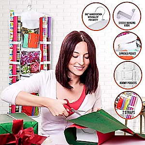 Wrapping Paper Storage Plastic Ziplock Bag Organizer - 40" Storage Containers - Door Hanging Gift Wrapping Organizer Storage for Closet
