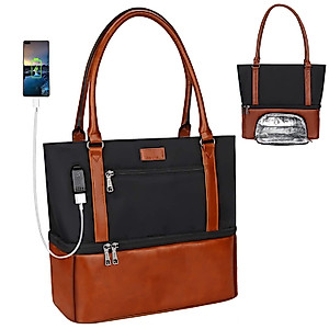 MONSTINA Lunch Bag,Lunch Tote Bag for Women,Large Lunch Box with Waterproof Insulated,USB Reusable Lunch Pouch for Office School