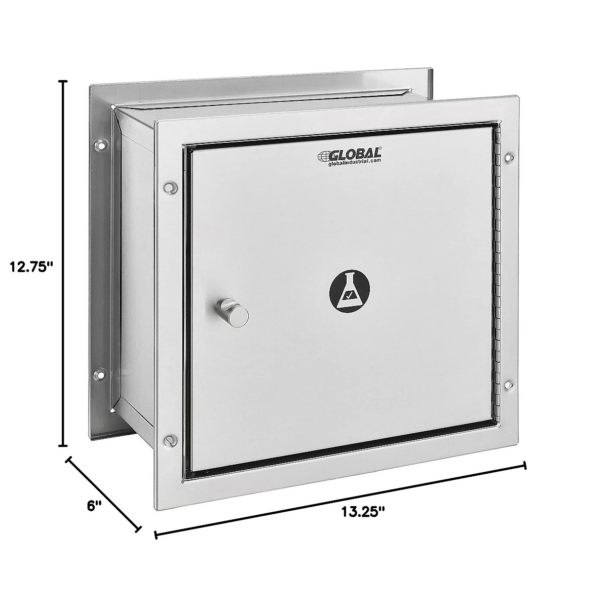 Pass Through Specimen Cabinet, Stainless Steel, 13-1/4"W x 6"D x 12-3/4"H