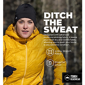 Tough Headwear Thermal Helmet Liner Skull Cap, Hard Hat Liner, Mens Beanie, Winter Cycling Cap & Running Gear, Ski Hat Black