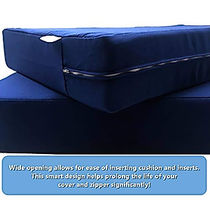 CozyLounge Indoor Outdoor Water Repellent High UV Resistant Patio Chair Cushion Cover (24"x24"x4" (4 Covers), Majestic Royal)