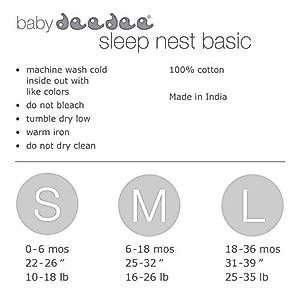 baby deedee Cotton Sleep Nest Basic Sleeping Sack, Baby Sleeping Bag Wearable Blanket, Infants and Toddlers, Calming Gray, Large (18-36 Months)