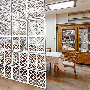 Lchen Hanging Room Divider,10 Pieces Wood-Plastic Hanging Panels 0.2“Thick Screen Panel for Living Room Bedroom Home Decoration(SG,11.4"X11.4")