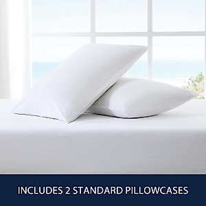 Nautica - Standard Pillowcase Set, Cotton Percale Bedding, Casual Home Decor (Solid White, 2 Piece)
