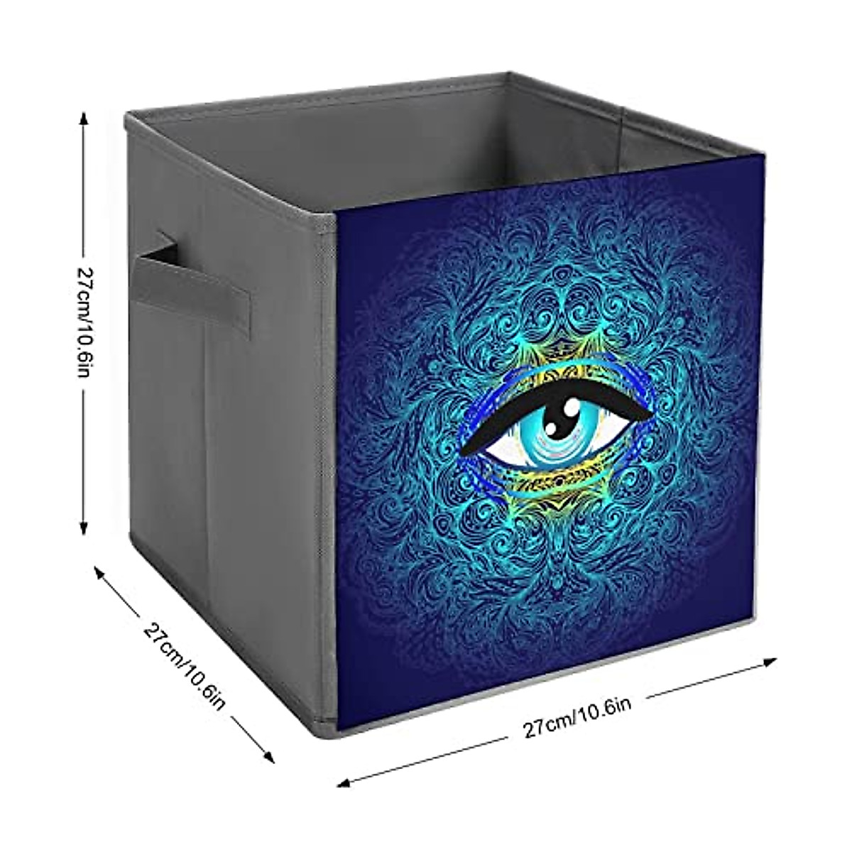 Cool Alien Psychedelic Eye Canvas Collapsible Storage Bins Cube Organizer Baskets with Handles for Home Office Car