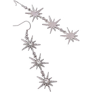 Star Drop Dangle Earrings Crystal Snowflake Earrings for Woman Silver Winter Party Christmas Wedding Women's Jewelry Tengkou (silver-plated-base)