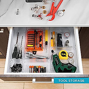 Puroma 24Pcs Desk Drawer Organizer 5-Size Versatile Vanity Desk Drawer Storage Bins and 31Pcs Desk Drawer Organizer Trays, Drawer Organizers Bathroom Drawer Dividers for Makeup, Jewelries and Gadgets