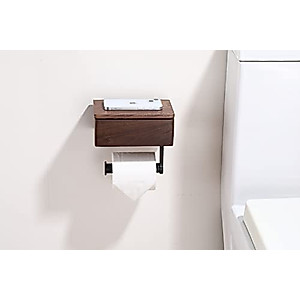 Day Moon Designs Toilet Paper Holder with Shelf - Flushable Wipes Dispenser & Storage Fits Any Bathroom, Keep Your Wet Wipes Hidden - Wooden Wall Mount Bathroom Organizer - Small, Dark Wood