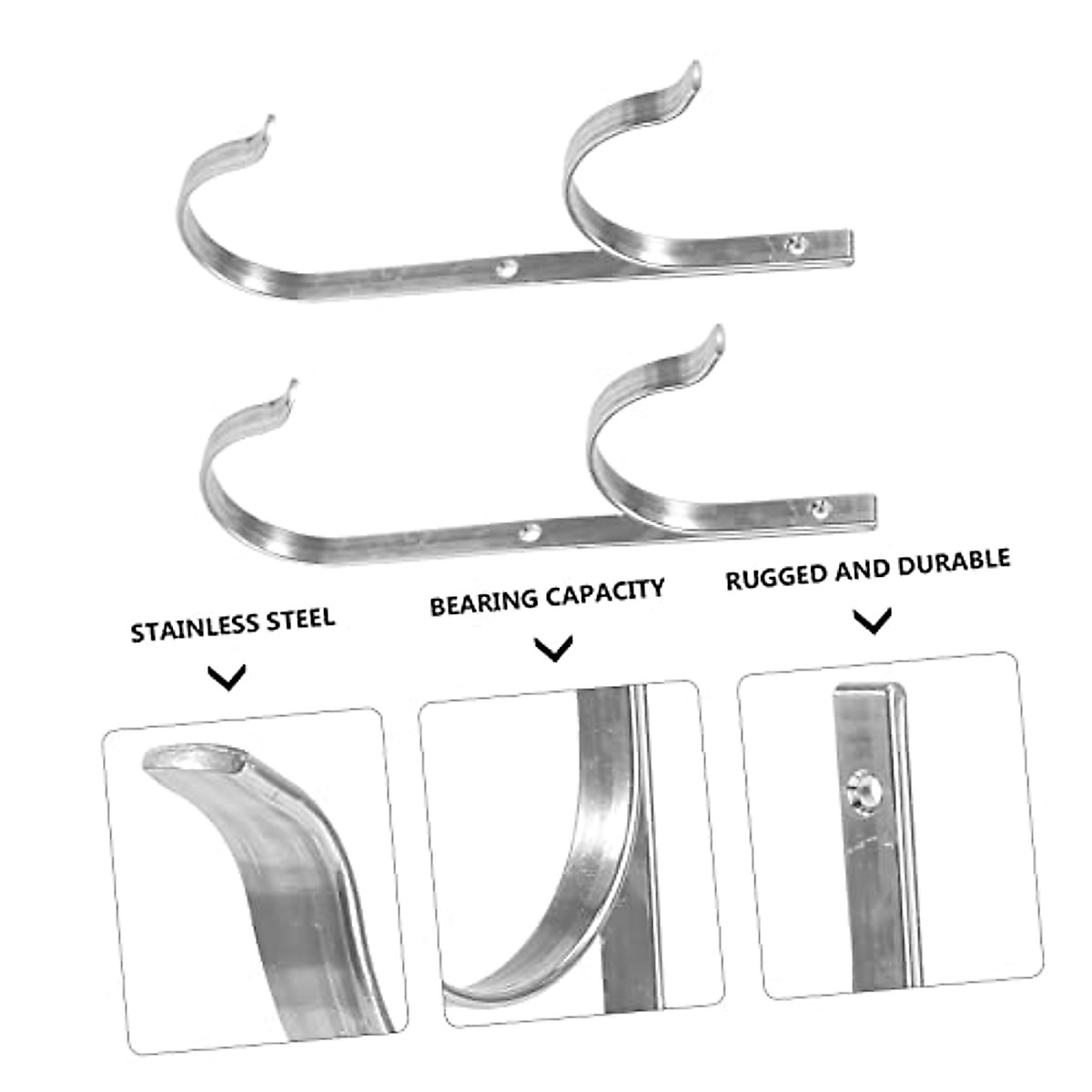 SECFOU 1 Pair Clothes Tool Storage Aluminum Hooks More Telescoping Hanging Organizer Pool for and Accessories Rakes Rod Poles Leaf Maintenance Vacuum Life Saver Fence Garden