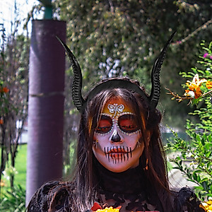 Devil Horns Headband Black Cosplay Horn Hair Hoop Gothic Antelope Horn Hairband for Halloween Dress Up Hair Accessories