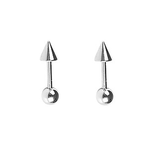 Minimalist Spike Stud Earrings for Women Men Stainless Steel Cool Tiny Cartilage Helix Tragus 16g Screw Back Piercing Studs Hypoallergenic Sensitive Ears Birthday Jewelry Gifts Bff (Silver)