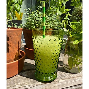 ALINK Bamboo Print Paper Straws, Biodegradable Disposable Party Drinking Straws for Juices, Shakes and Smoothies, Pack of 100