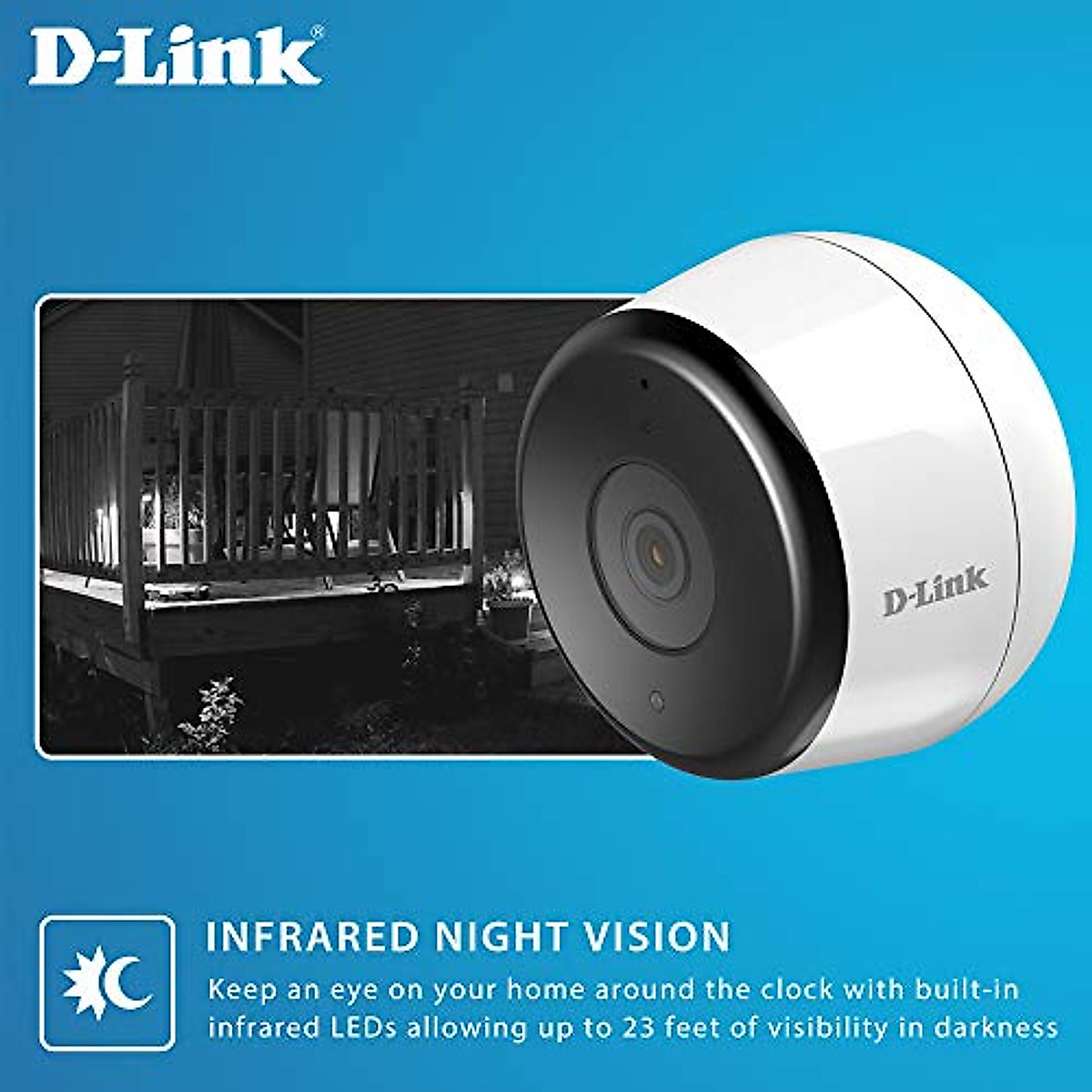 D-Link Outdoor Security Camera Wireless, Day Night Vision Home Surveillance Network System in Full HD (DCS-8600LH/LT-US) White