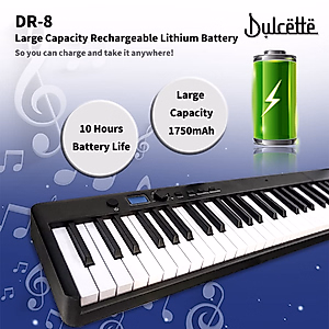 Dulcette *NEW* Foldable Electric Piano Keyboard | 88 Keys Portable Keyboard | Semi-Weighted Touch Sensitive Keys | MIDI & Dual Speakers Sustain Pedal | Digital Piano FREE Bag (White)