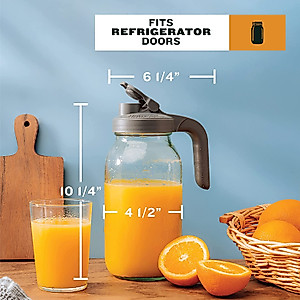 County Line Kitchen Glass Mason Jar Pitcher with Lid - Wide Mouth, 2 Quart (64 oz) - Heavy Duty, Leak Proof - Sun & Iced Tea Pitcher, Cold Brew Coffee, Breast Milk Storage, Water - Leaf Green