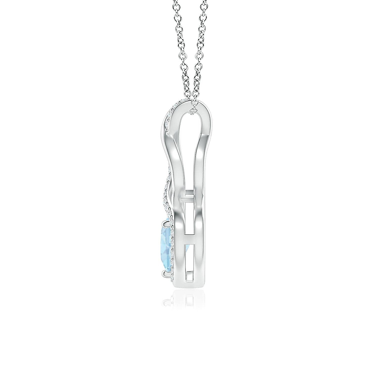 Angara Women Sterling Silver Natural Aquamarine Heart Pendant Necklace