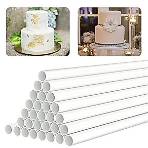 White Plastic Cake Dowel Rods for Tiered Cake Construction and Stacking Supporting Cake Round Dowels Straws with 0.4 Inch Diameter (9.5 Inch)