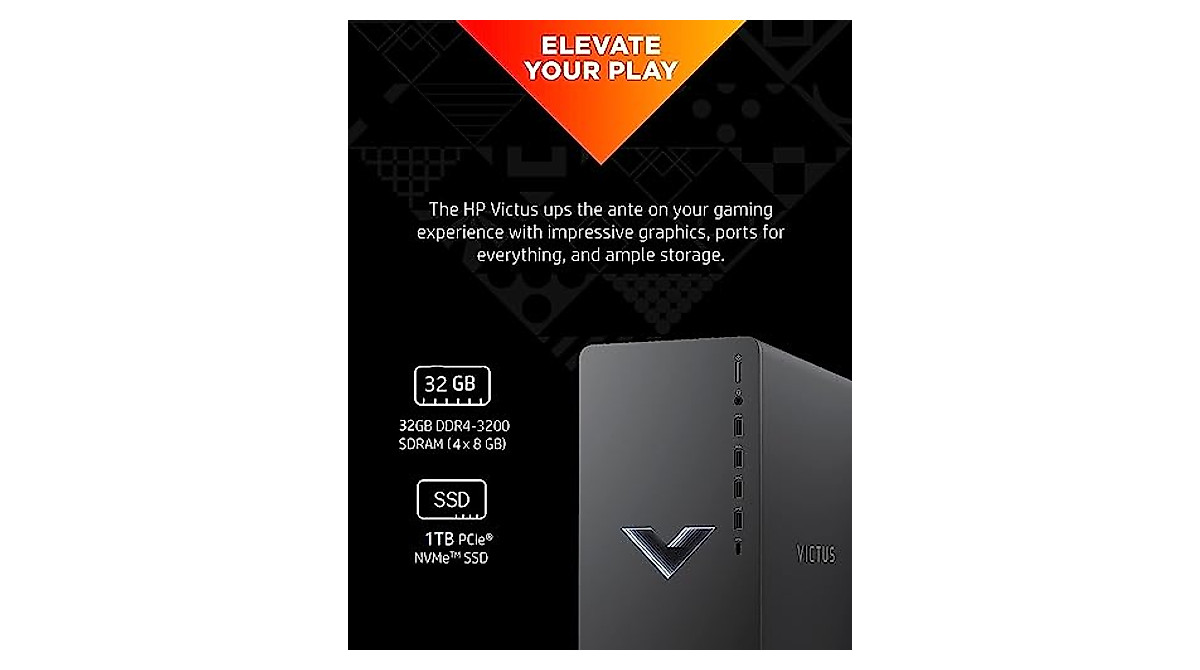 HP Victus 15L Gaming Desktop Bundle PC, AMD RX6400 Graphics, AMD Ryzen ...