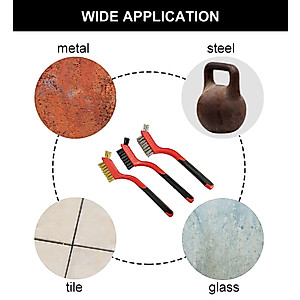 Rust Remover Brass Brush, 3 Pack Small Wire Brush Brass Wire Brush, Brass Brushes for Cleaning, Brass Brush Tool Rust Remover for Metal (Brass Steel Nylon Red)