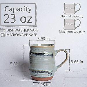 Bosmarlin Extra Large Ceramic Coffee Mug, 23 Oz, Dishwasher and Microwave Safe, Oversized Big Tea Cup for Office and Home (Turquoise Blue, 1)