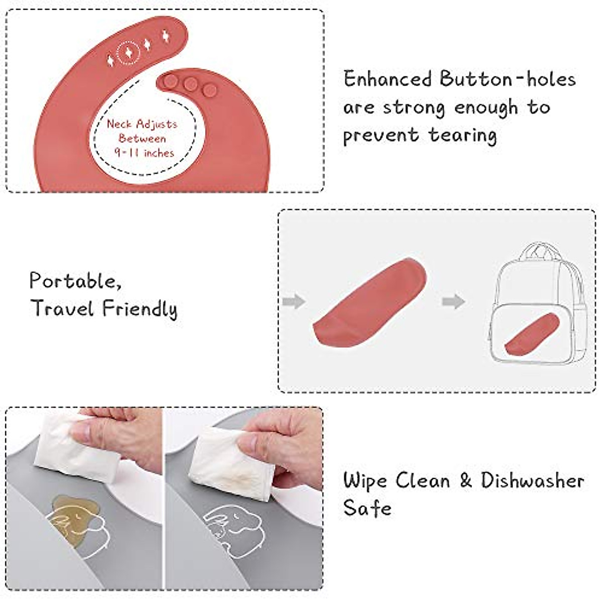 Baby Bibs - Silicone Waterproof Bibs for Toddlers