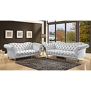 ACME Furniture Dixie Loveseat, Metallic Silver