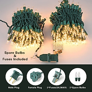 Brizled Warm White Clear Christmas Lights Connectable, 21FT 100 Count Mini Incandescent String Lights Plug in, Waterproof Xmas Tree Lights Green Wire for Indoor Outdoor Home Party Garden Yard Decor