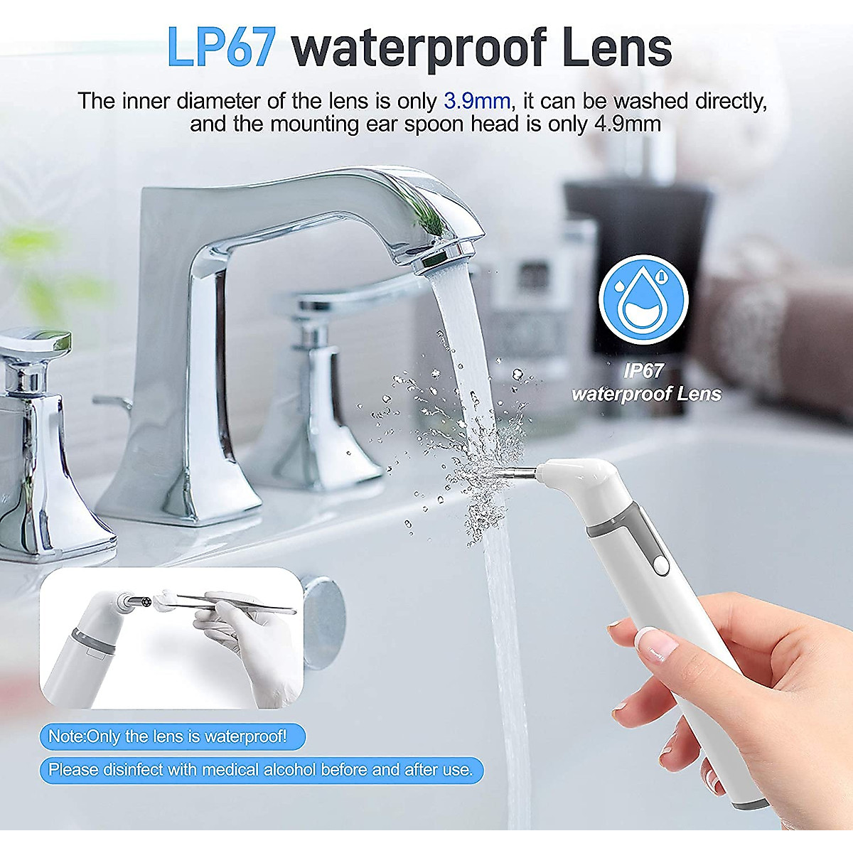 Wireless Otoscope, Ear Scope with 720P HD Ear Camera and 6 LED Lights, Ear Wax Removal Tool Camera with Gyroscope, Digital Otoscope with Light, Compatible with iPhone and Android