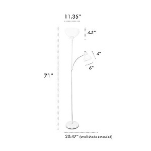 Simple Designs LF2000-SLV Mother-Daughter Floor Lamp with Reading Light, Silver