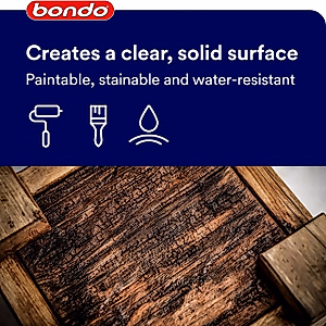 Bondo Rotted Wood Restorer, 8 fl oz., Penetrates into Spongy, Dry-rotted Wood Fibers Creating a Solid Surface, Dries clear and tack free, Water Resistant, Stainable and paintable (20131)