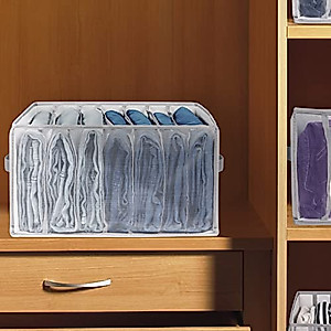 Univivi Extra Large Wardrobe Clothes Organizer Closet Organizer Portable Pants Sweaters Organizer for Closet,T-Shirt, Underwear, Upgraded 7 Grids Jeans Hoddie Organizer Clothes Organizer - Set of 2