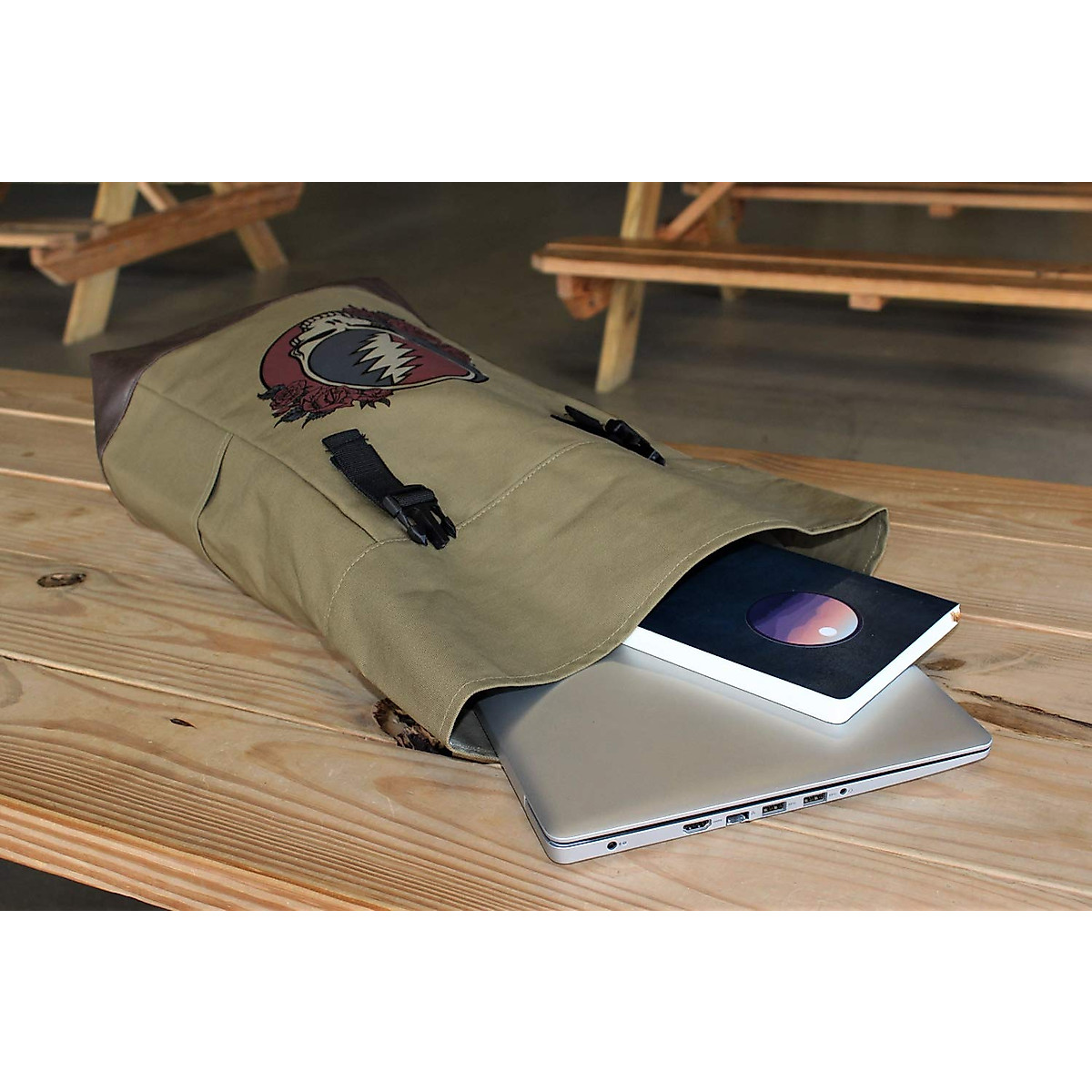 Ripple Junction Grateful Dead Steal Your Face Logo Roll-Top Backpack Officially Licensed