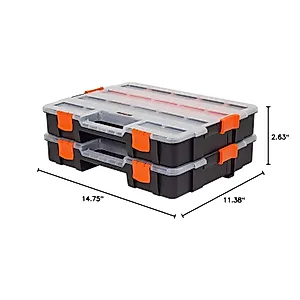 HDX 320034 Interlocking Black Small Parts Organizer for Fasteners and Crafts w/ Removable Dividers (2 Pack)