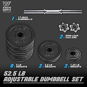CAPHAUS Adjustable Dumbbells, 20lb, 25lb, 30lb, 52.5lb & 100lb Options, Exercise Fitness Equipment for Home Gym, Muscle Building & Core Fitness