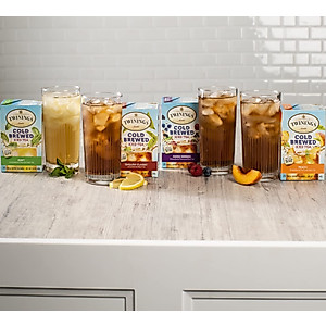 Twinings Cold Brewed Iced Tea Bag Variety Sampler (Pack of 40) with By The Cup Sugar Packets