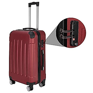 Karl home 3-Piece Luggage Set Travel Lightweight Suitcases with Rolling Wheels, TSA lock & Moulded Corner, Carry on Luggages for Business, Trip, Wine Red (20"/24"/28")