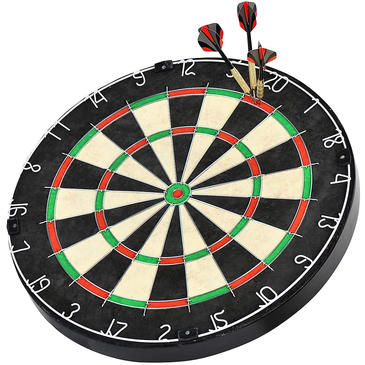 LinkVisions Sisal/Bristle Dartboard with Staple-Free Bullseye 17.8” x1.5 and 12 Steel Tip Darts 18g, Dartboard Mounting Kits Included