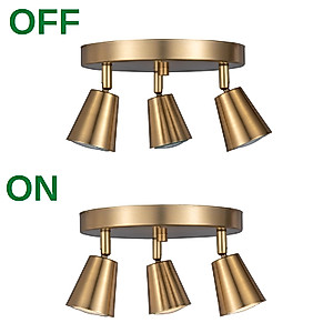 CRAFTRONOS 3 Light Track Lighting Kit, Matt Brass Finish Canopy with Moden Flush Mount Ceiling Spotlight for Kitchen,Dining,Living Room,Home Improvement