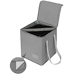 Qozary Clothes Hanger Organizer Bag-Rigid Hanger Storage Containers with Lid for Dustproof, Large Hanger Holder, Sturdy Hanger Caddy Organizer Box with Handle-Keep Hangers Separate